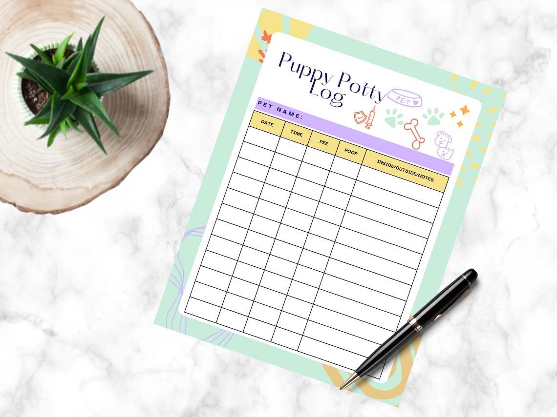 Printable Puppy Potty Log - Printable Pet Potty Training Tracker - PDF ...