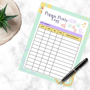 Printable Puppy Potty Log - Printable Pet Potty Training Tracker - PDF ...