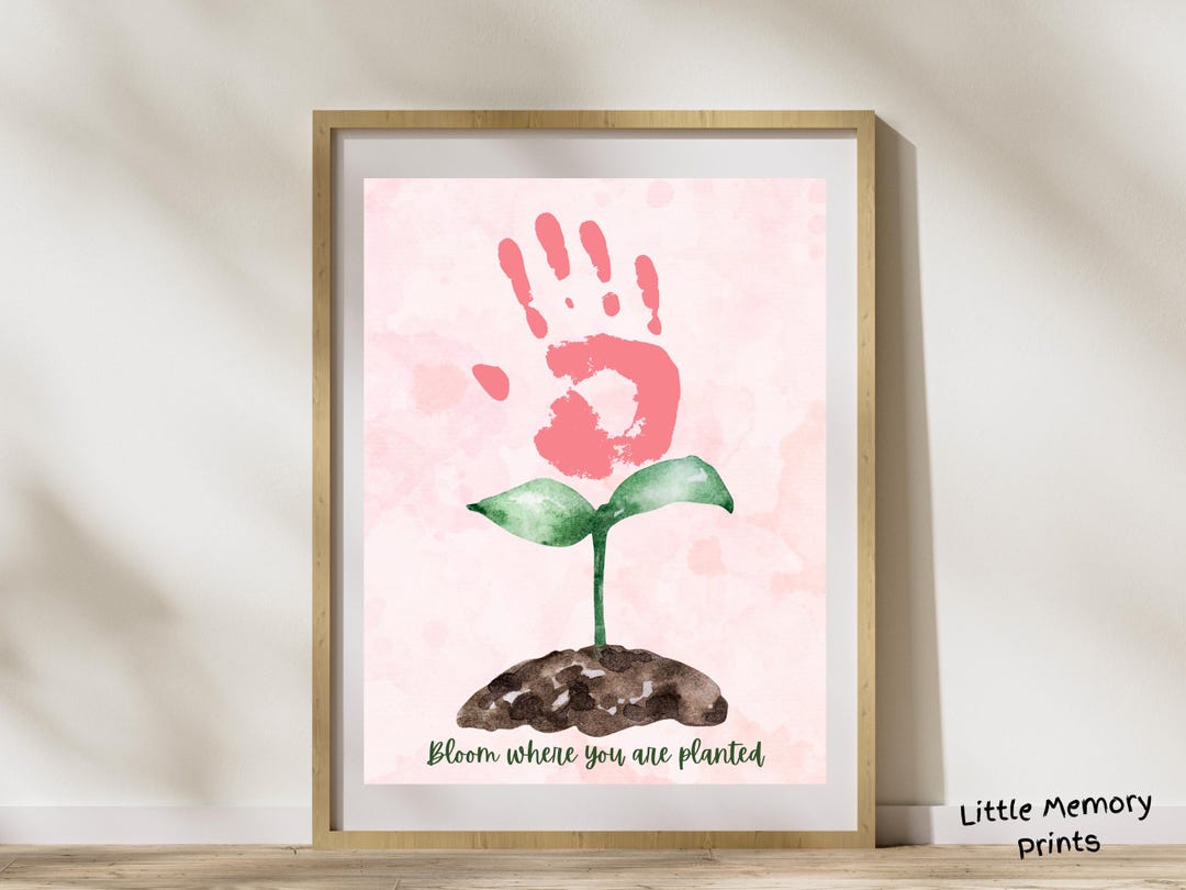 Bloom Where You Are Planted Baby Handprint Craft - Greenery Memory Art ...