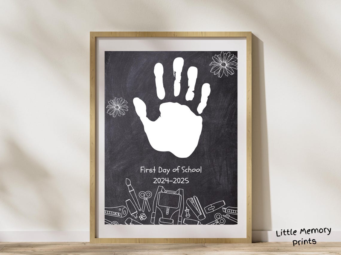 First Day of School 2024 Chalk Board Child Footprint Craft - Toddler ...