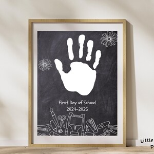 First Day of School 2024 Chalk Board Child Footprint Craft - Toddler ...