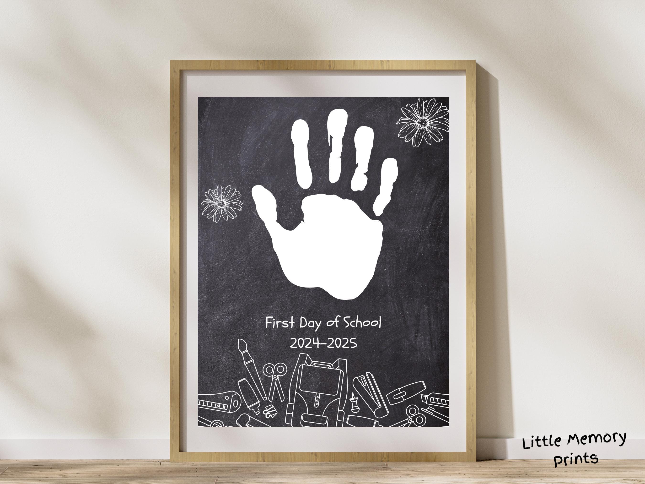First Day of School 2024 Chalk Board Child Footprint Craft - Toddler ...