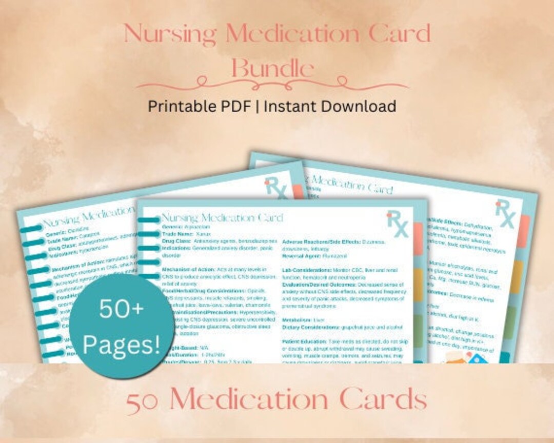 Nursing Medication Card Bundle - Downloadable Pharmacology Bundle ...