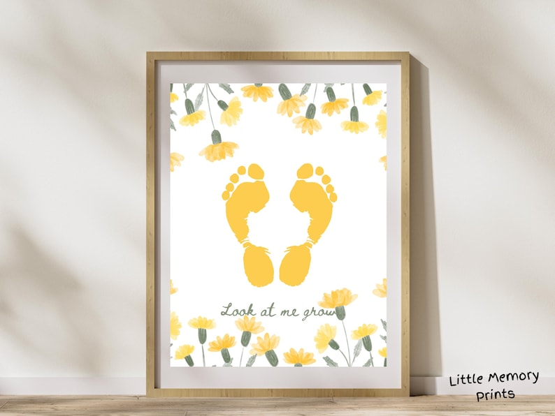 Baby Footprint Art – Yellow Flower Keepsake (JPG Digital Download) - Etsy