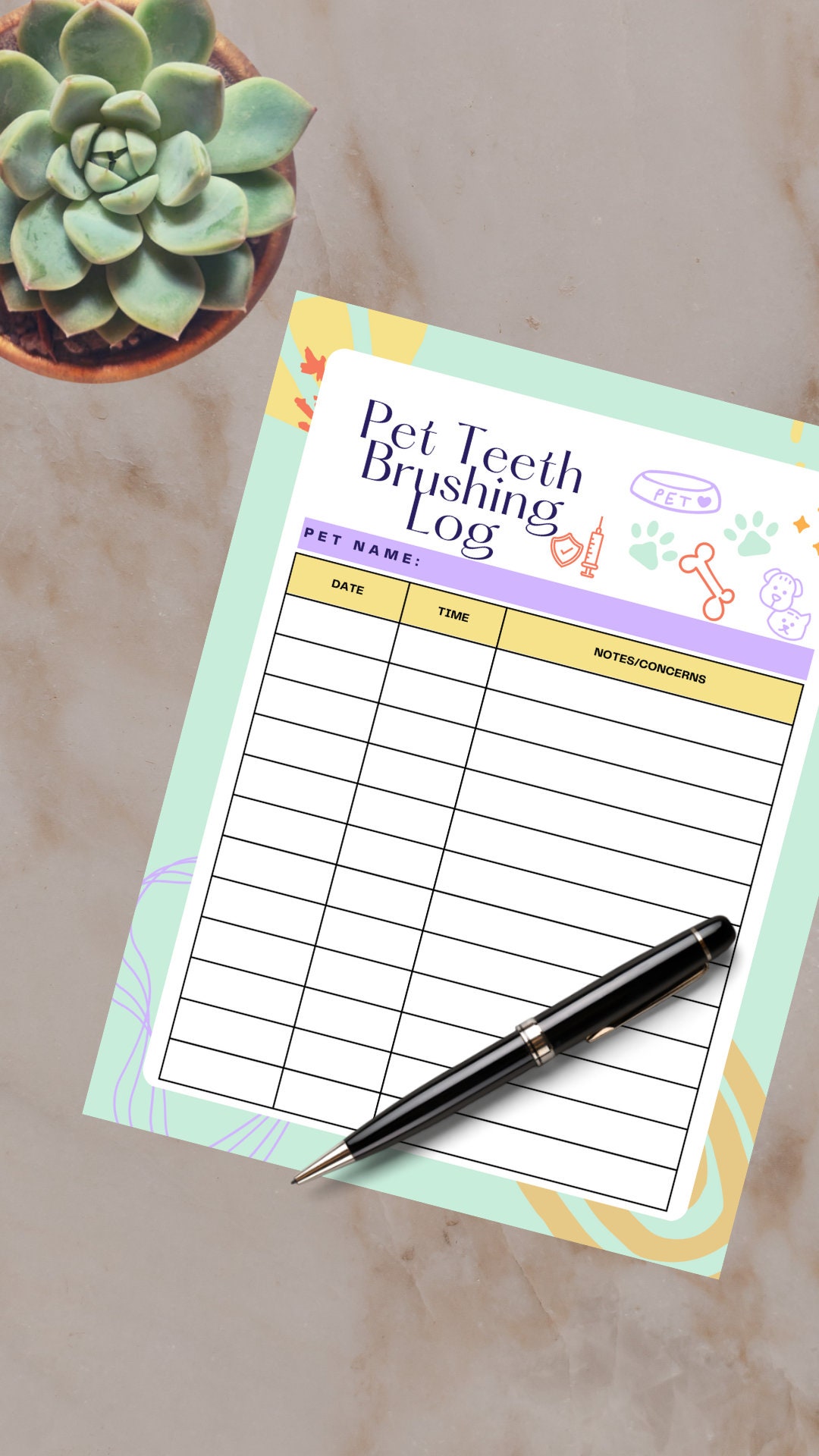 Pet Teeth Brushing Log Printable Dog Teeth Brushing Tracker Pet Teeth ...