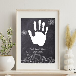 First Day of School 2024 Chalk Board Child Footprint Craft - Toddler ...