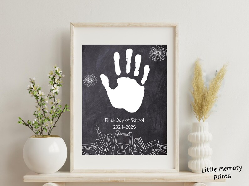 First Day of School 2024 Chalk Board Child Footprint Craft - Toddler ...