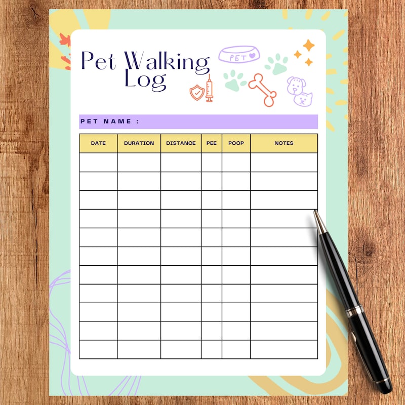 Walking Log Template - Etsy