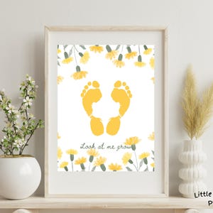 Baby Footprint Art – Yellow Flower Keepsake (JPG Digital Download) - Etsy
