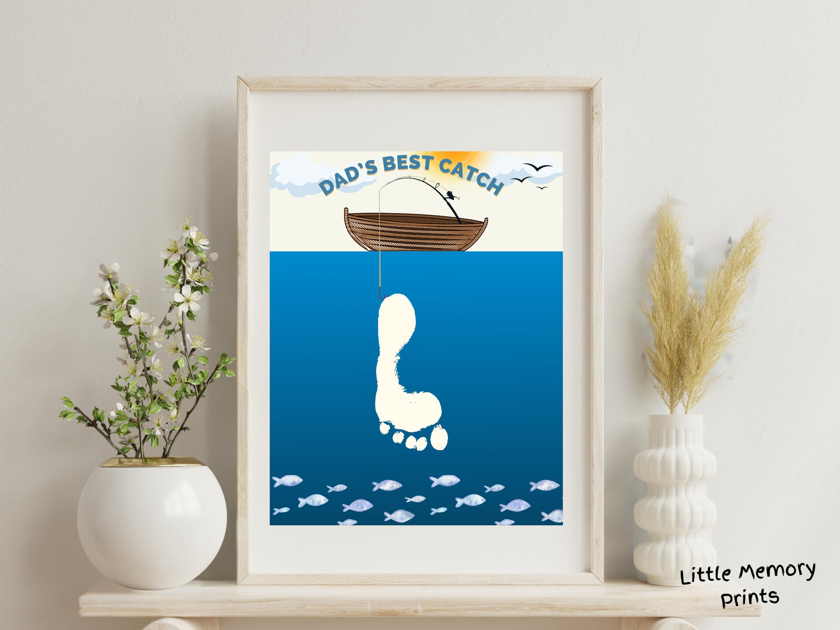 Dad's Best Catch Baby Handprint Craft - Fishing Toddler Footprint Paint ...