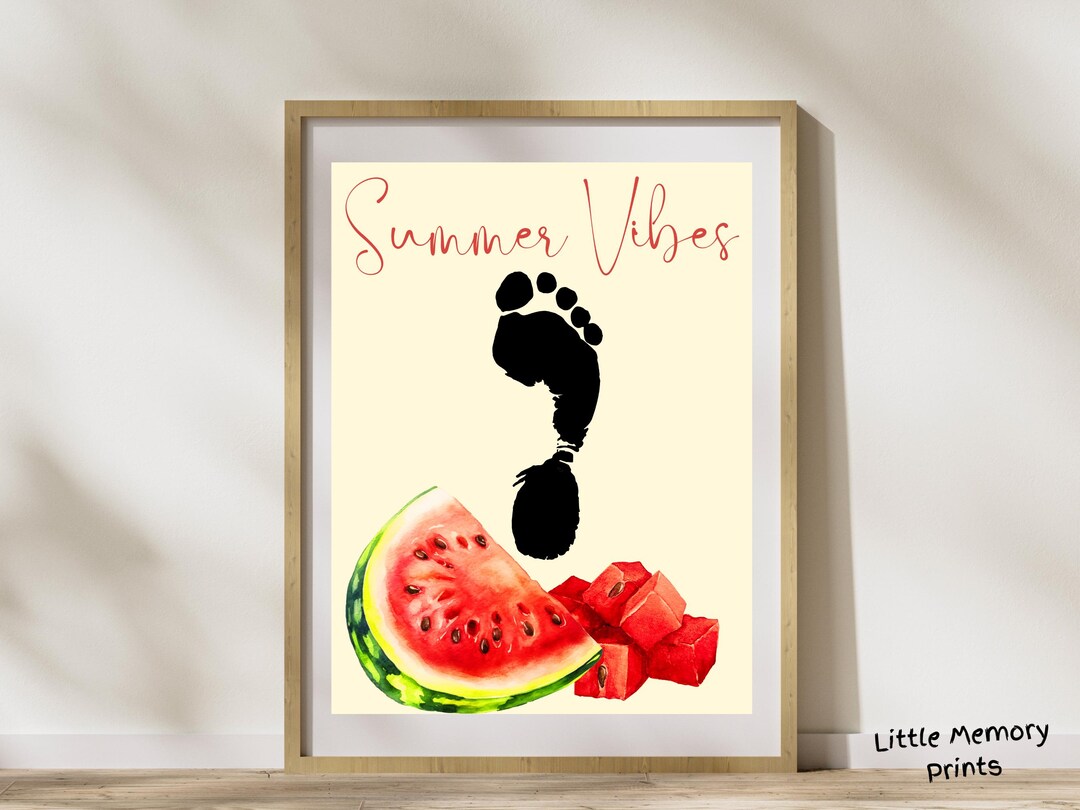 Summer Vibes Baby Watermelon Slice Footprint Art - Toddler Handprint ...