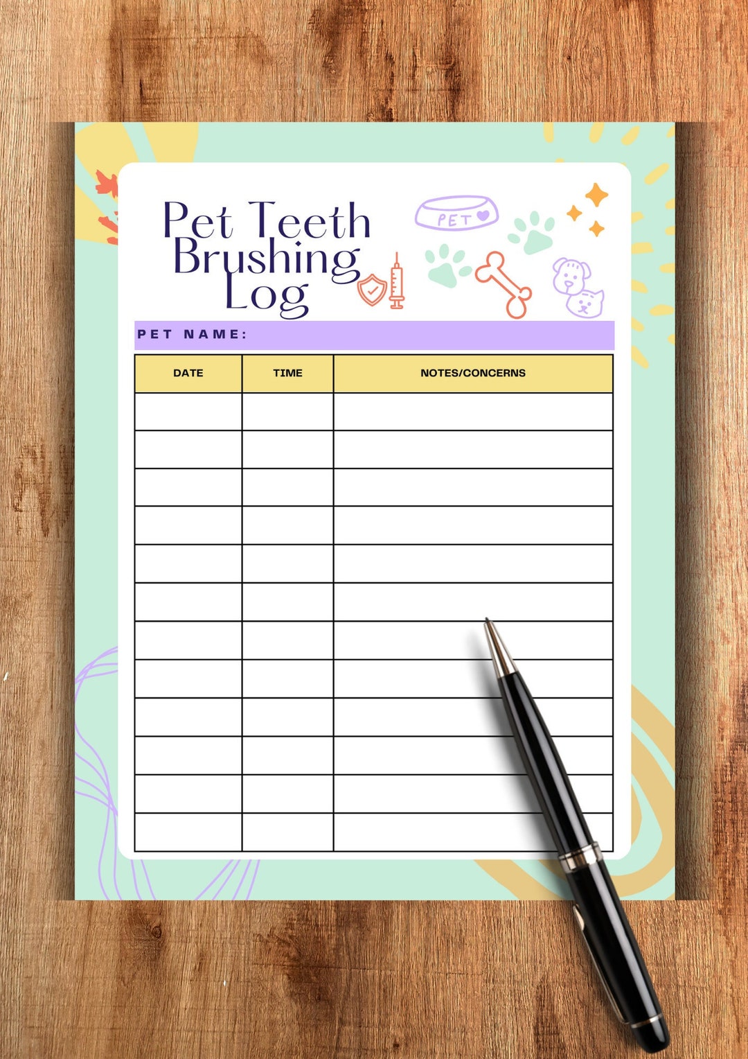 Pet Teeth Brushing Log Printable Dog Teeth Brushing Tracker Pet Teeth ...