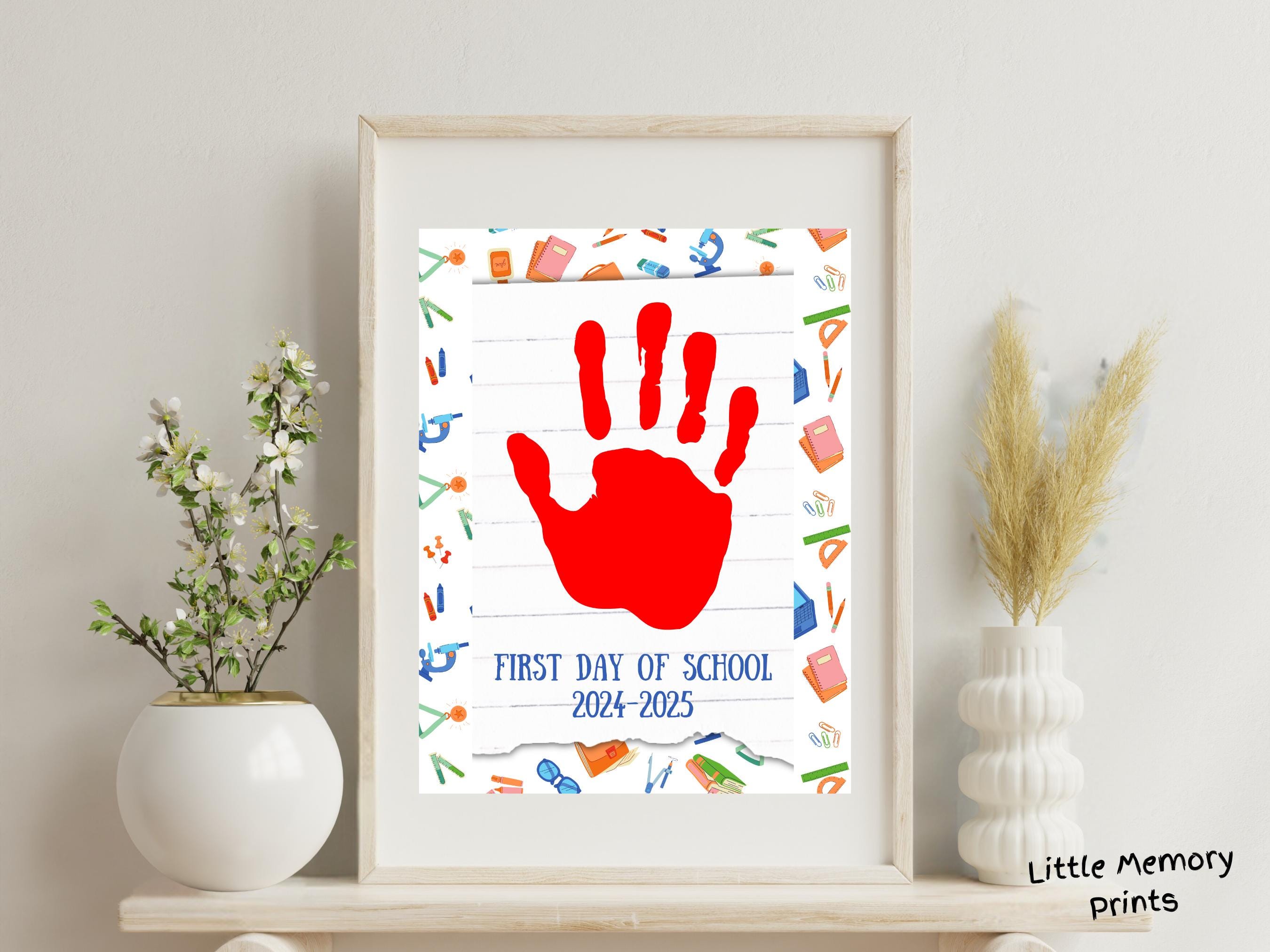 First Day of School 2024 Child Handprint Craft Toddler Footprint Custom ...