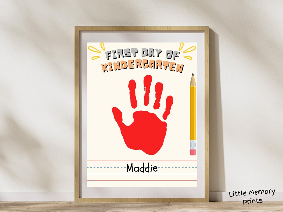 First Day of Kindergarten Child Handprint Craft - Toddler Handwriting ...