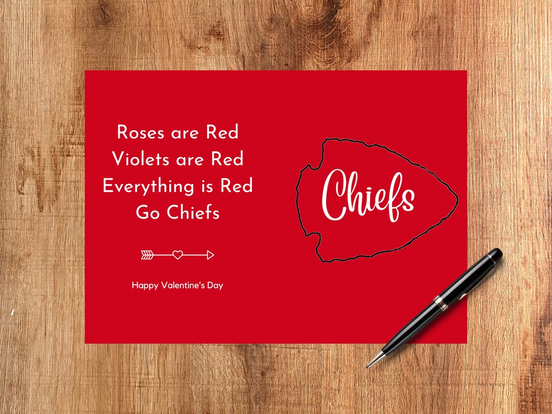 Chiefs Valentine's Day Card Printable Kansas City Football Valentine's ...