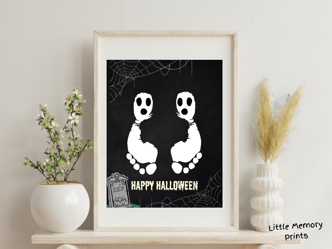 Happy Halloween Baby Ghost Footprint Craft - Spooky Toddler Handprint ...