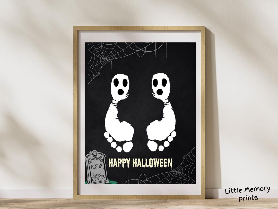 Happy Halloween Baby Ghost Footprint Craft - Spooky Toddler Handprint ...