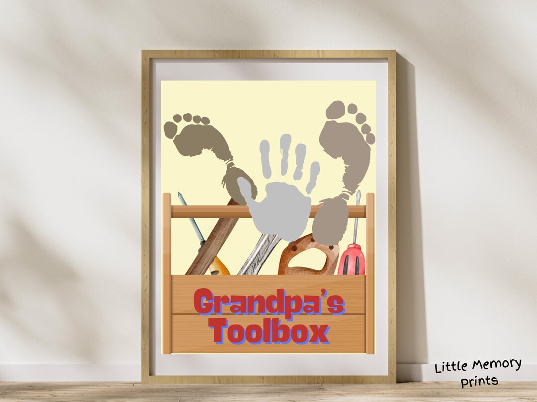 Grandpa's Tool Box Baby Footprint Craft - Personalized Toddler Tool Box ...