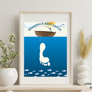 Grandpa's Best Catch Baby Handprint Craft - Fishing Toddler Footprint ...