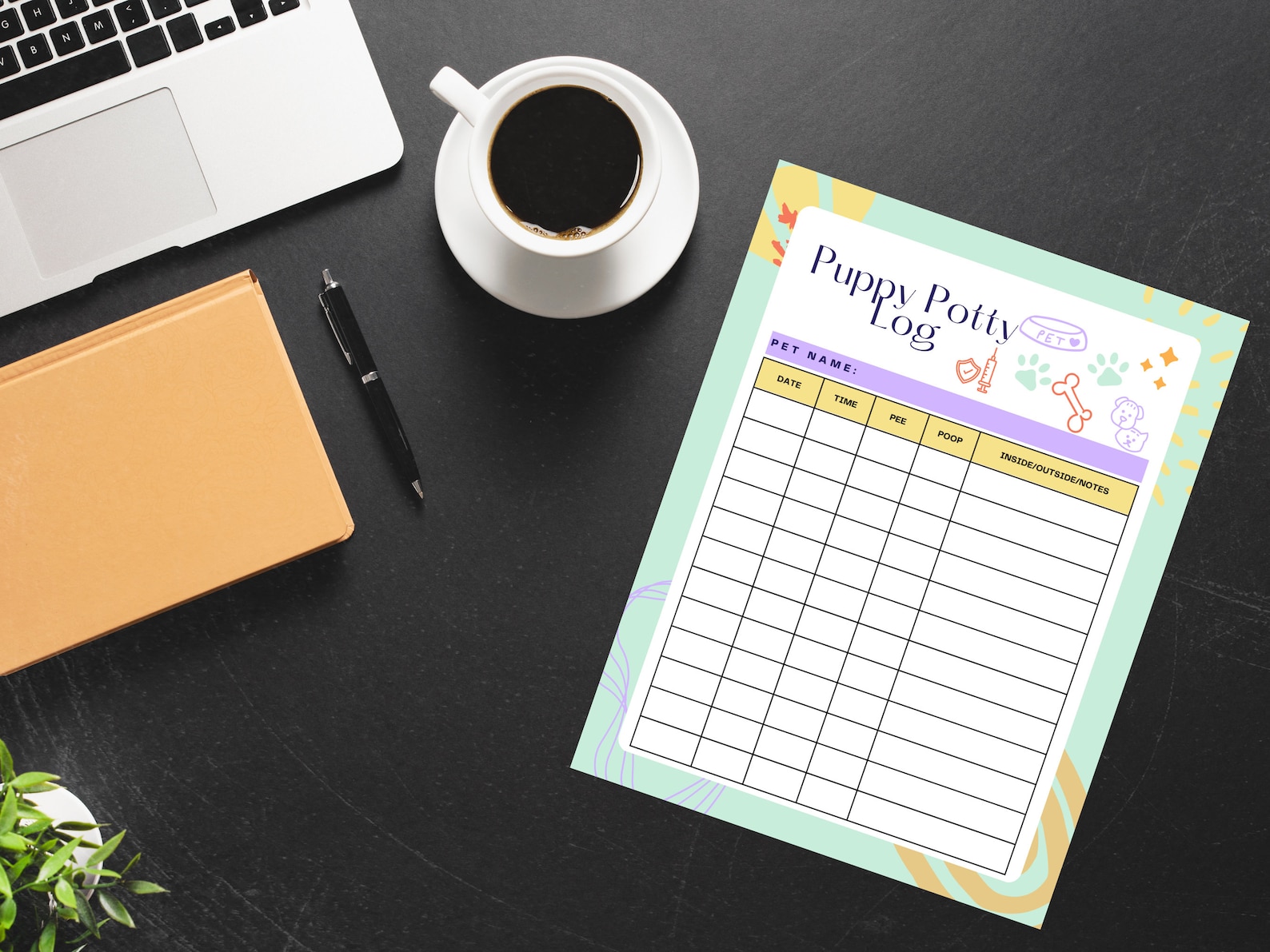 Printable Puppy Potty Log - Printable Pet Potty Training Tracker - PDF ...