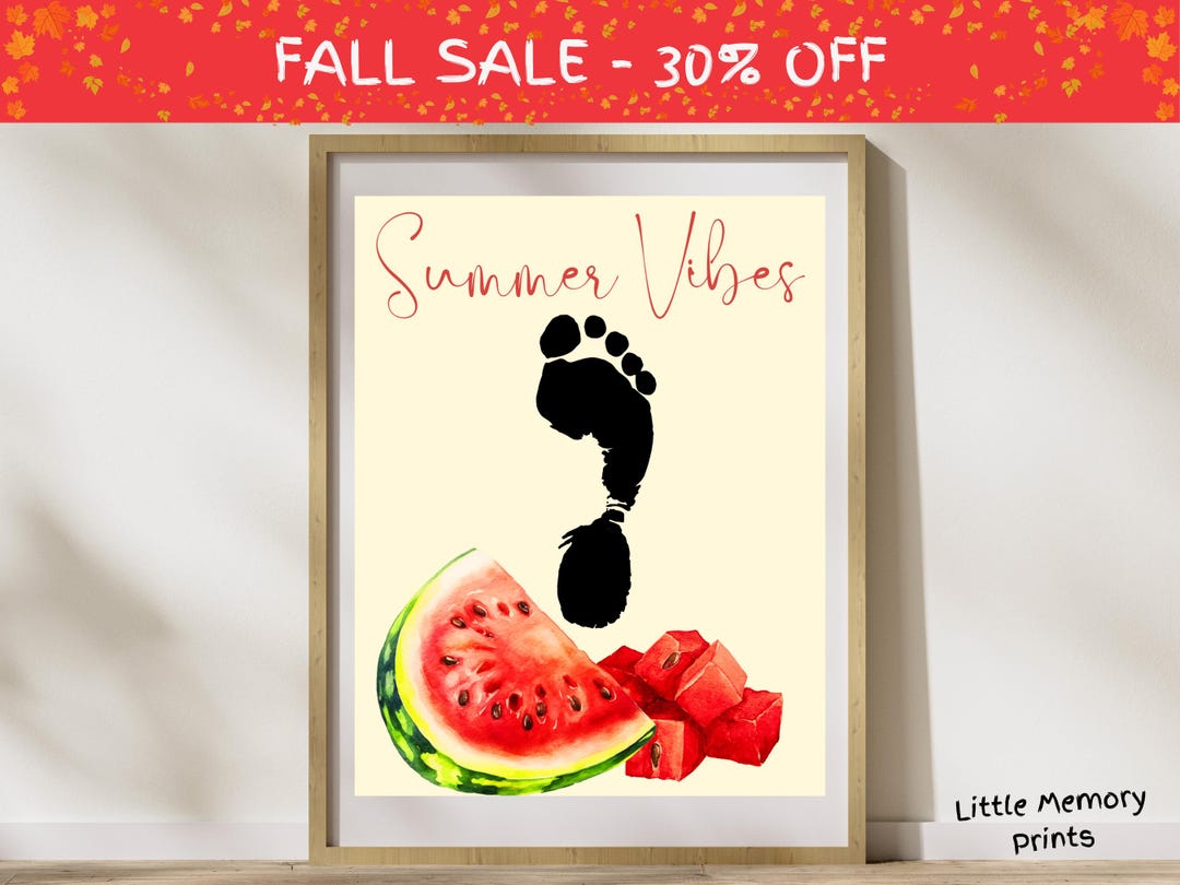 Summer Vibes Baby Watermelon Slice Footprint Art Toddler Handprint ...