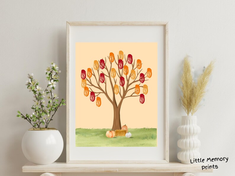 Fall Baby Fingerprint Tree Craft - Toddler Fall Handprint Painting ...