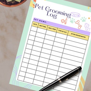 Pet Grooming Log Printable Dog Grooming Tracker Pet Grooming Journal - Etsy