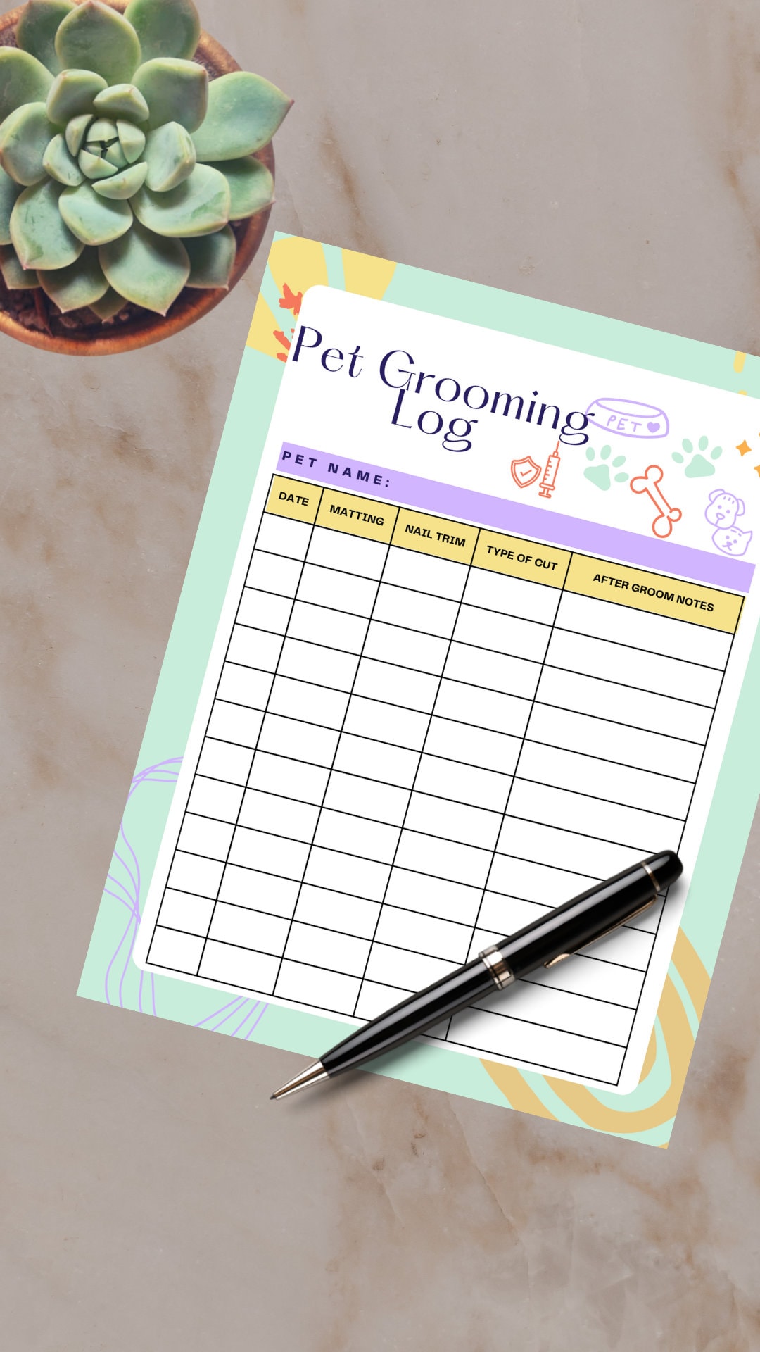 Pet Grooming Log Printable Dog Grooming Tracker Pet Grooming Journal - Etsy