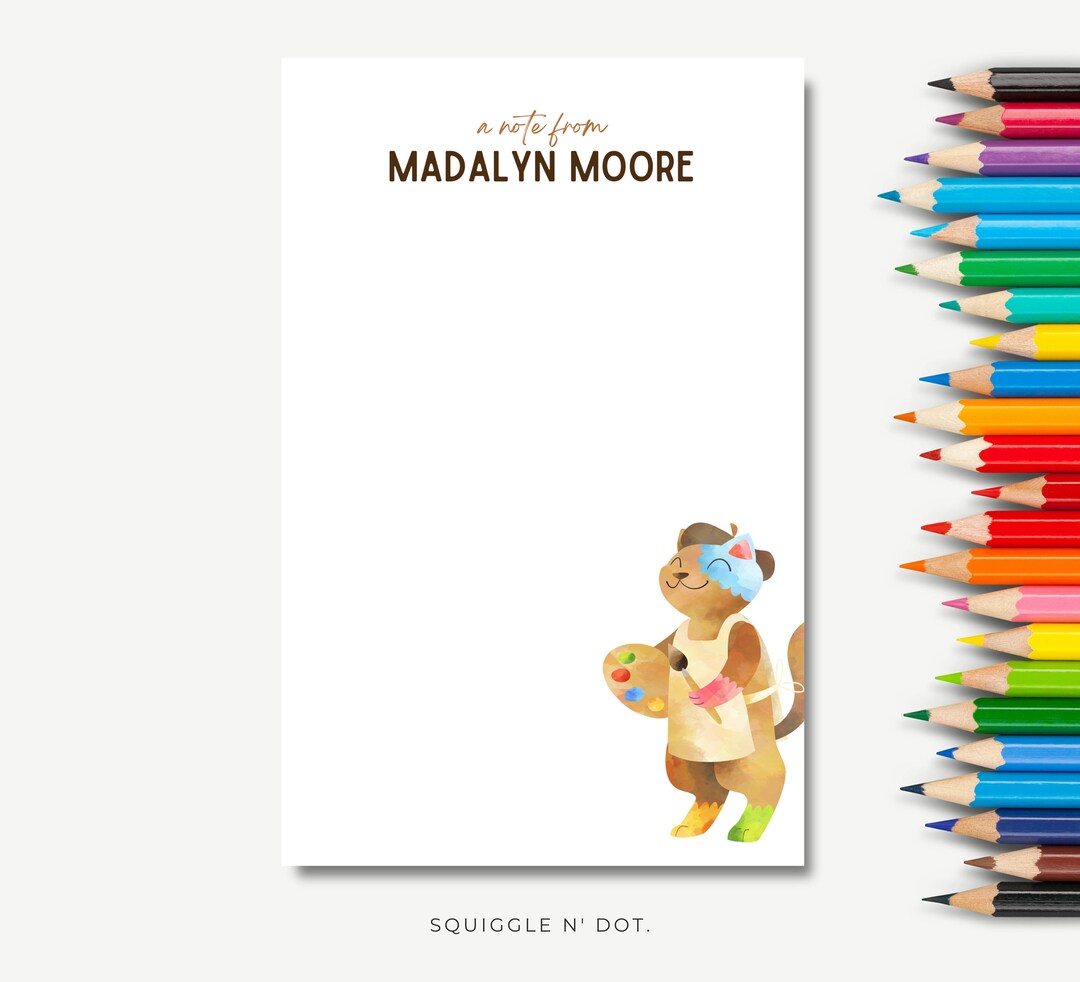 Kids Stationery, Personalized Notepad for Young Artists, Childs Note ...