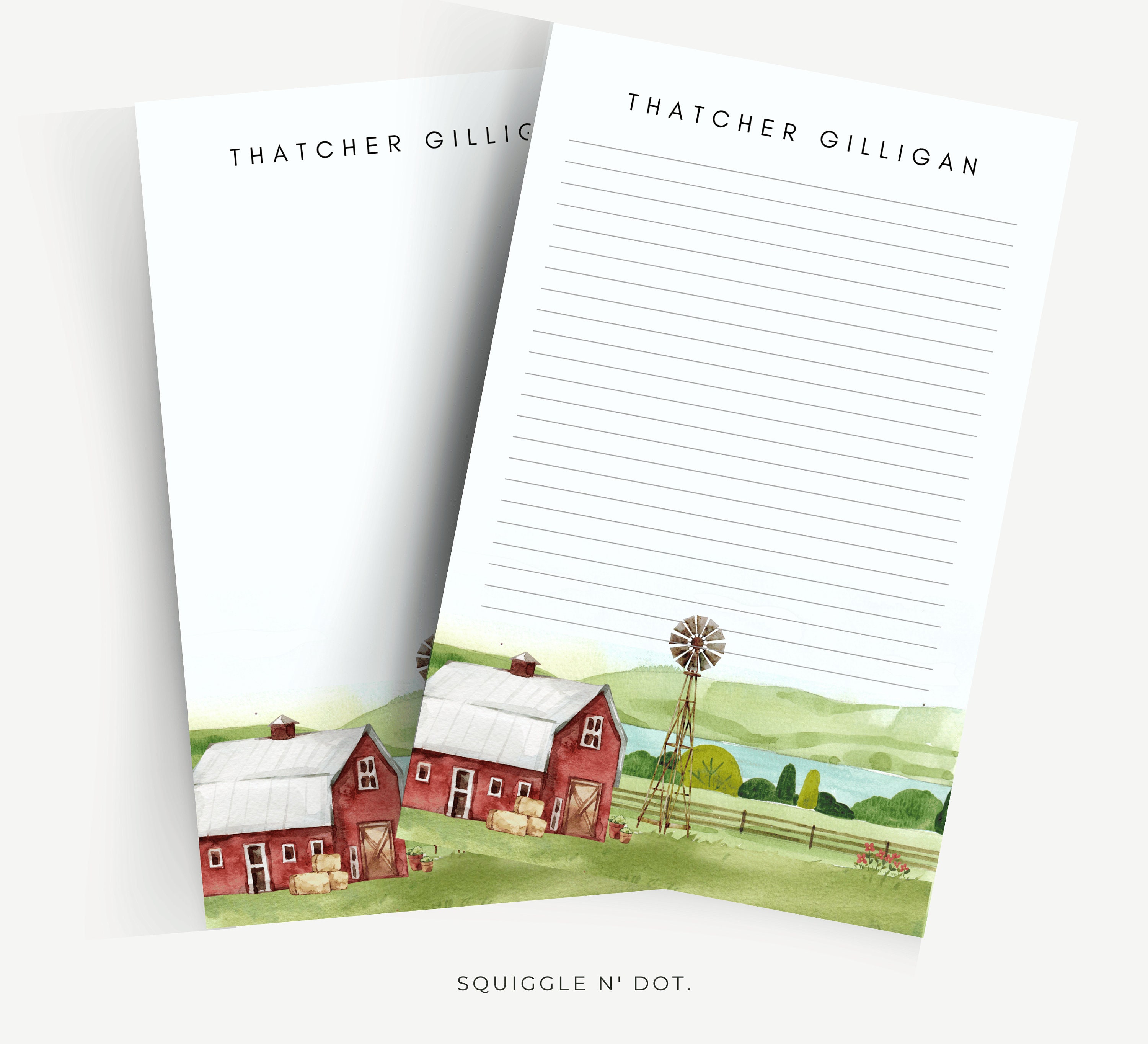 Personalized Red Barn Notepad With Farm Fields, Farming Gift Custom 50 ...