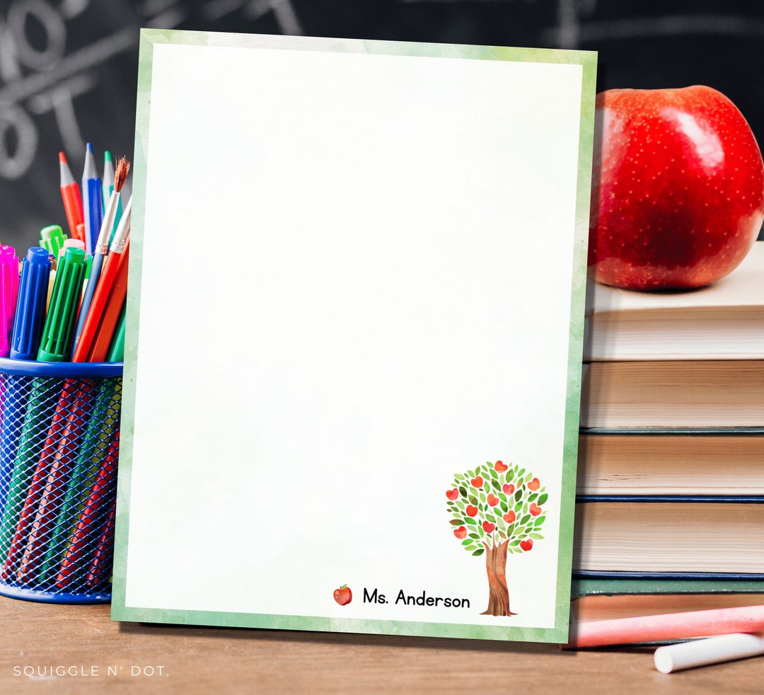 Teacher Gift Personalized Apple Tree Notepad Teacher Paper - Etsy
