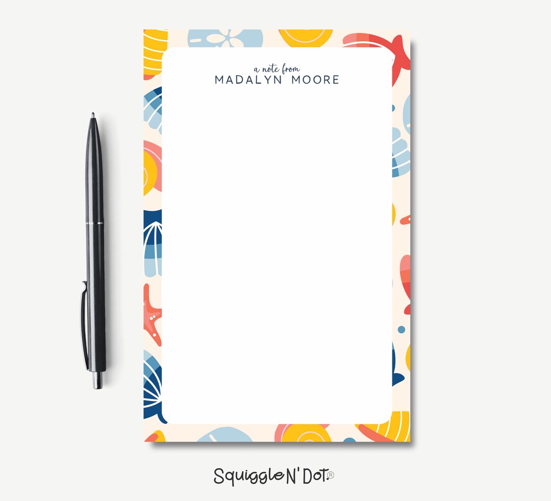 Colorful Illustrated Tropical Ocean Beach and Shells Themed Stationery ...
