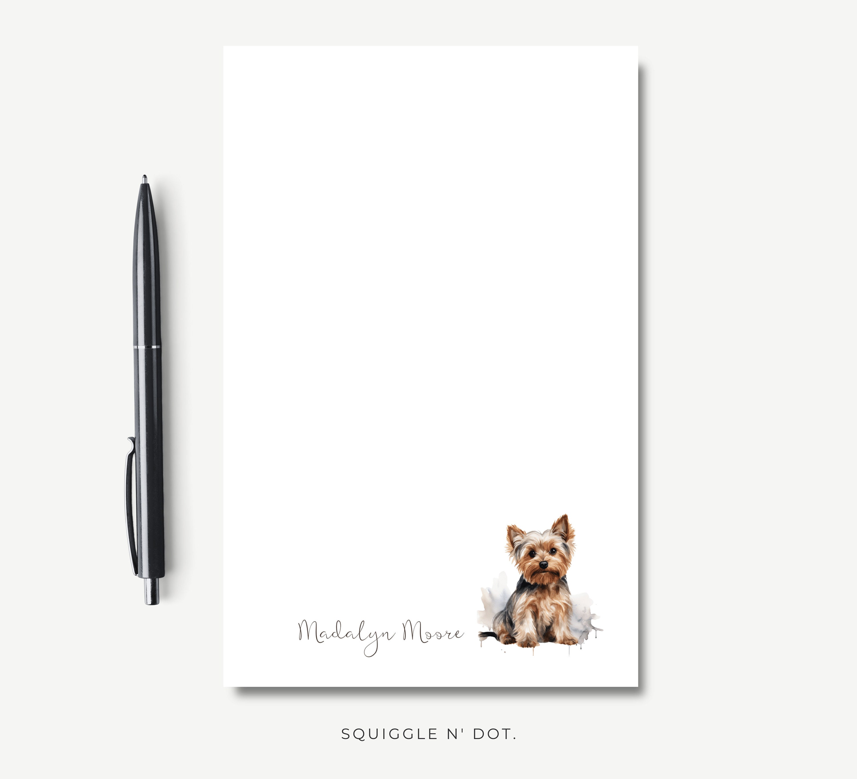 Personalized Animal Notepad Yorkie Note Pad Custom Yorkshire Terrier ...