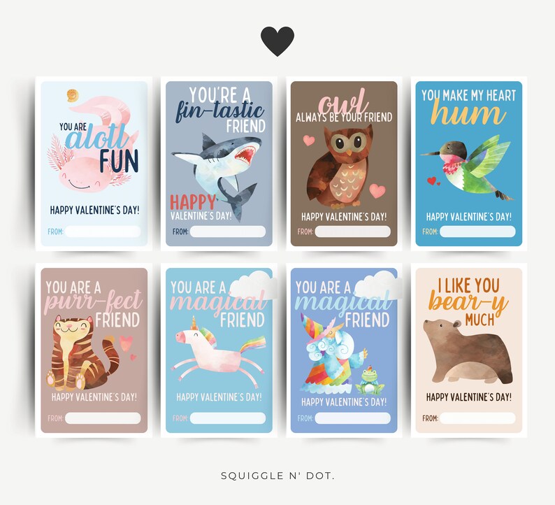 Valentine Cards Printable Instant Download Valentines for Kids Digital ...