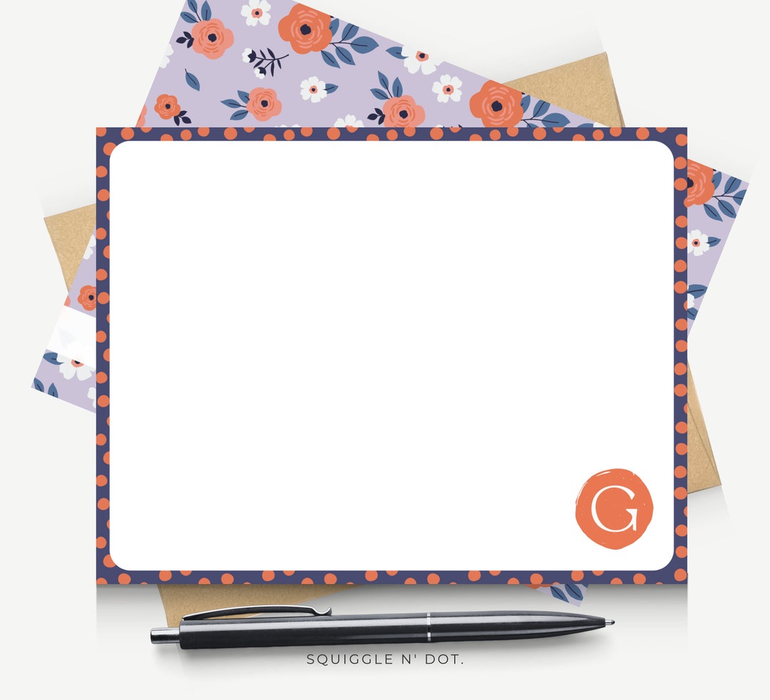 Personalized Floral Stationery Note Cards Flower Monogram Stationary ...