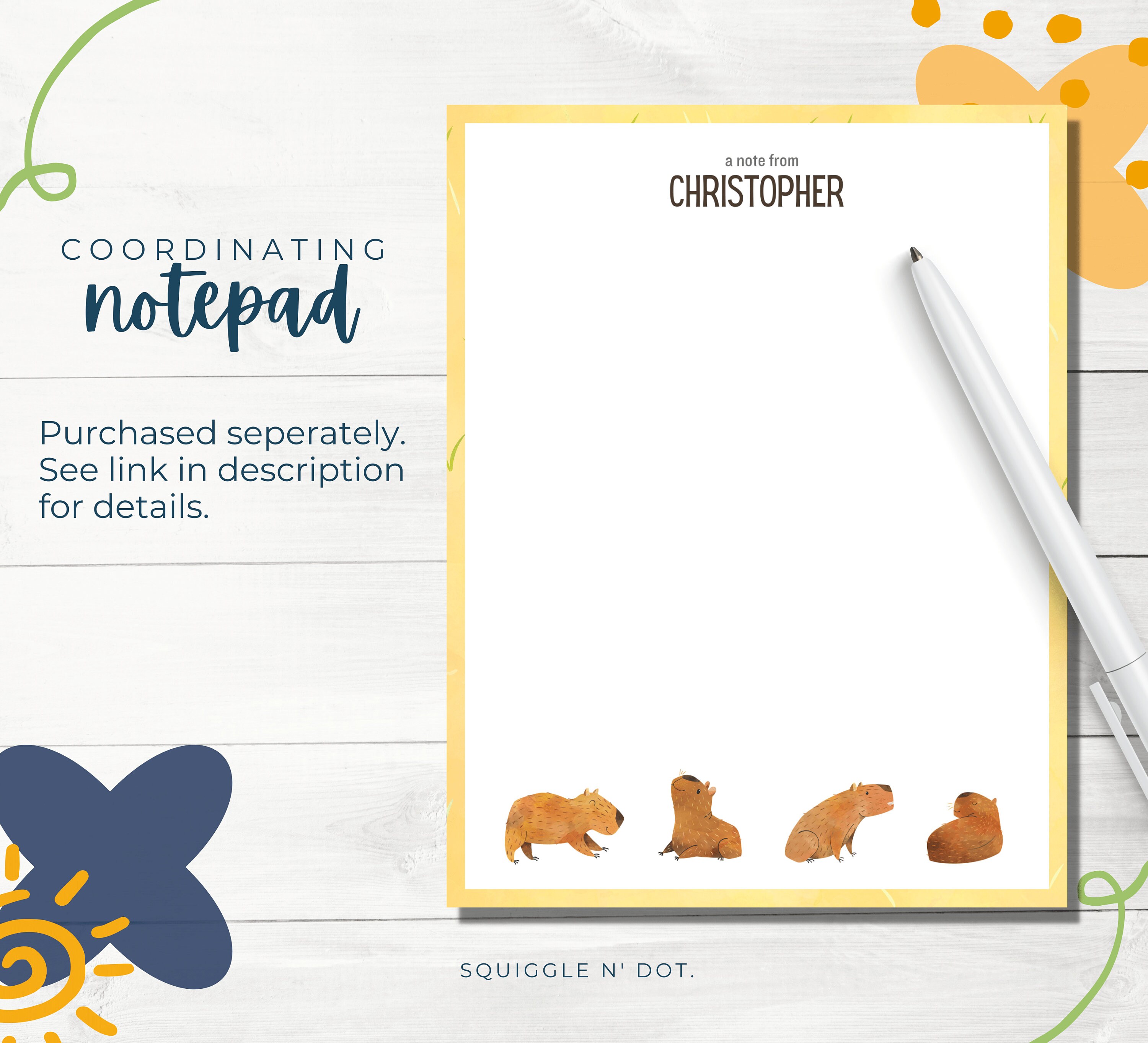 Personalized Capybara Stationery Notecards for Kids Set of - Etsy
