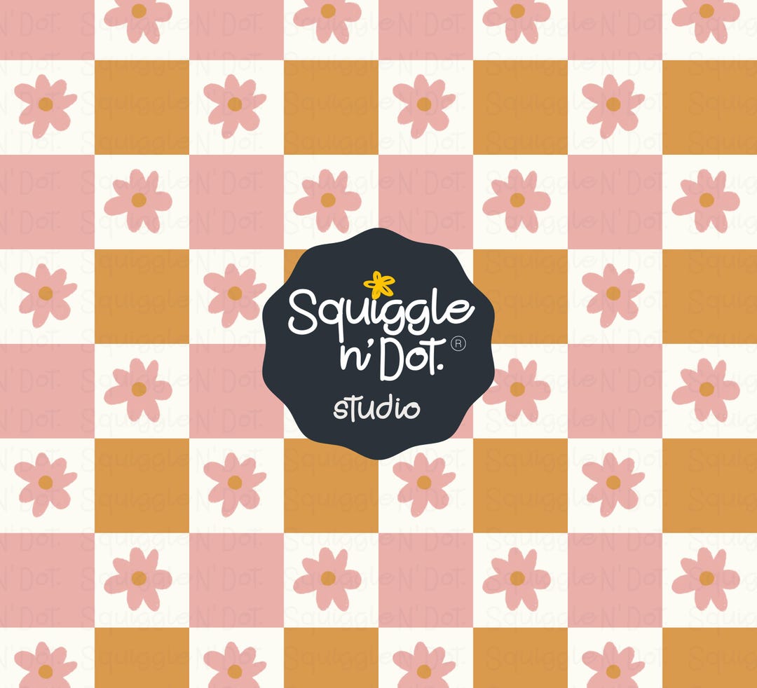 Retro Daisy Gingham Pattern – Seamless Floral Digital Paper | 12x12 JPG ...