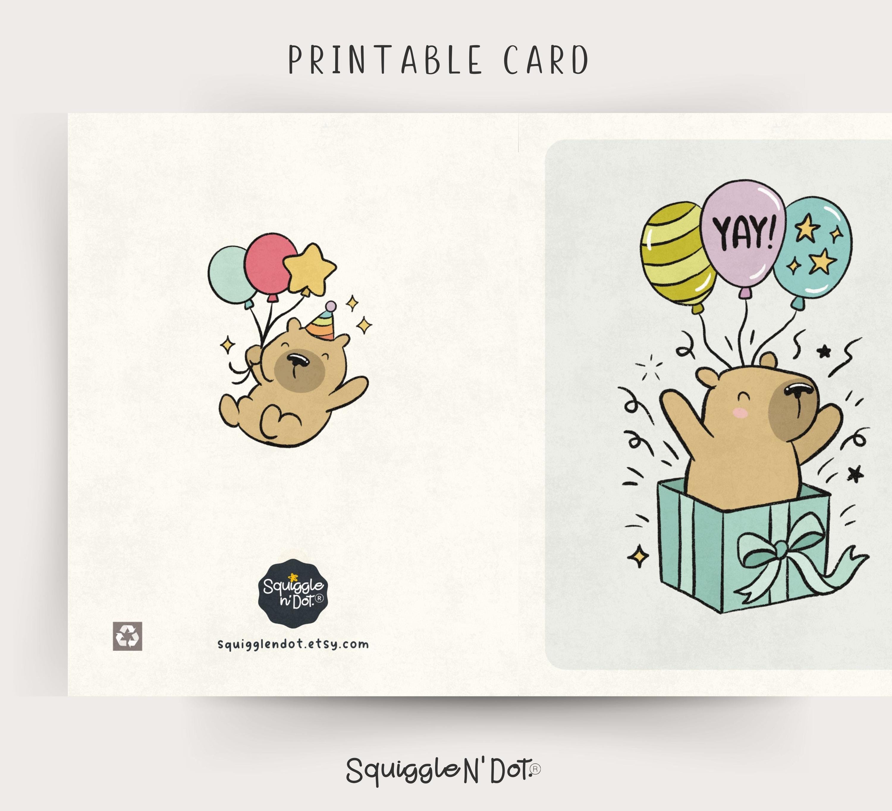 Printable Yay Capybara Card – Digital Capybara Birthday Card With ...