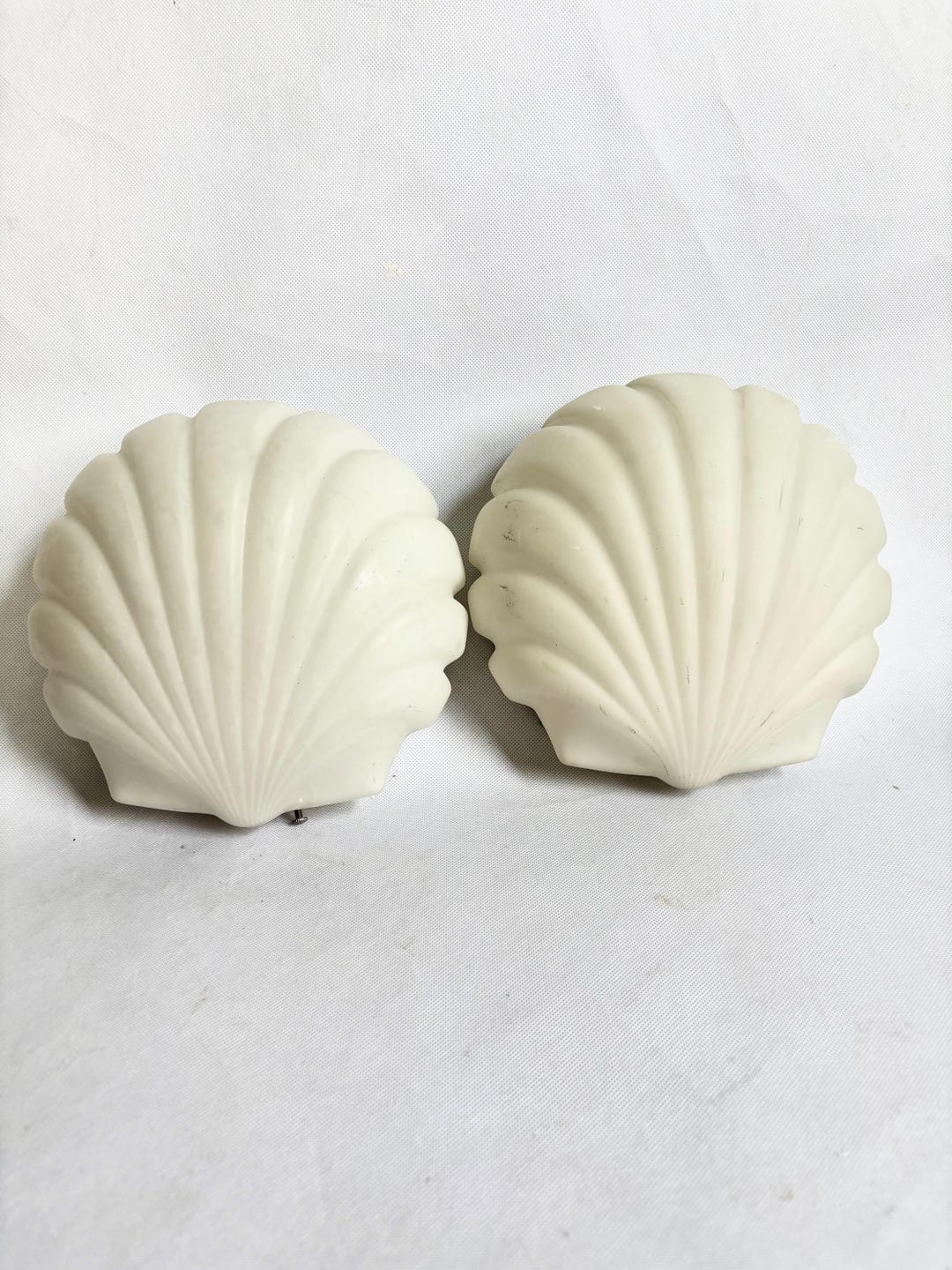 Pair of Large 1970s Vintage Art Deco Seashell Sconces in Frosted Glass ...