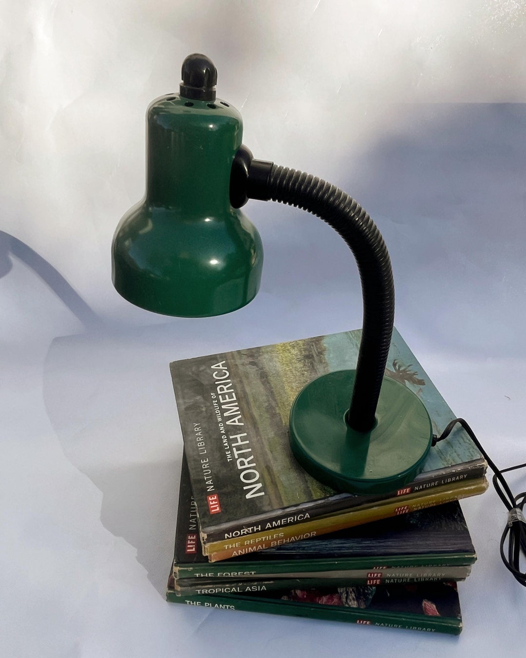 Vintage 80s Green and Black Metal Flexible Gooseneck Table Lamp ...