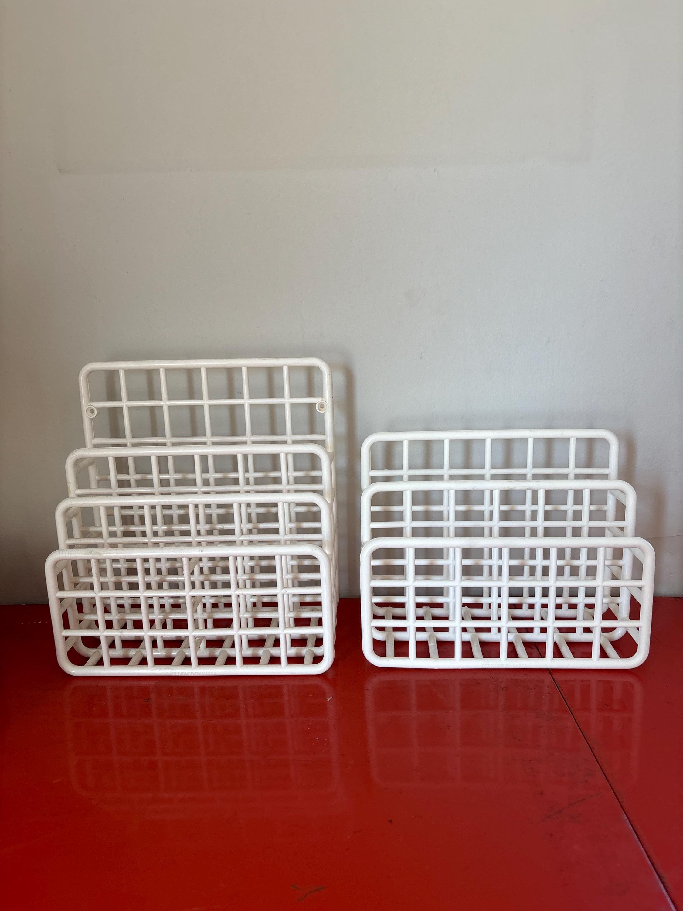 Pair / Two Vintage Yaffa 80s Plastic Modular Grid White Yaffa ...