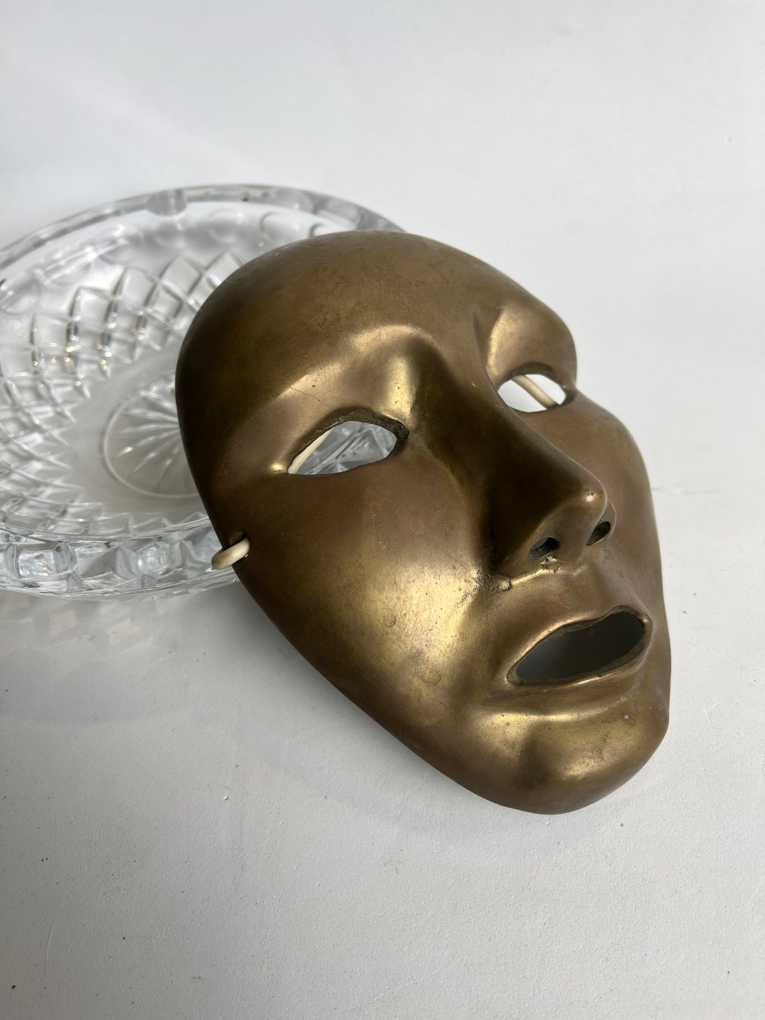 Vintage Brass Mask Face Wall-hanging - Brass Theatrical Face - Solid ...