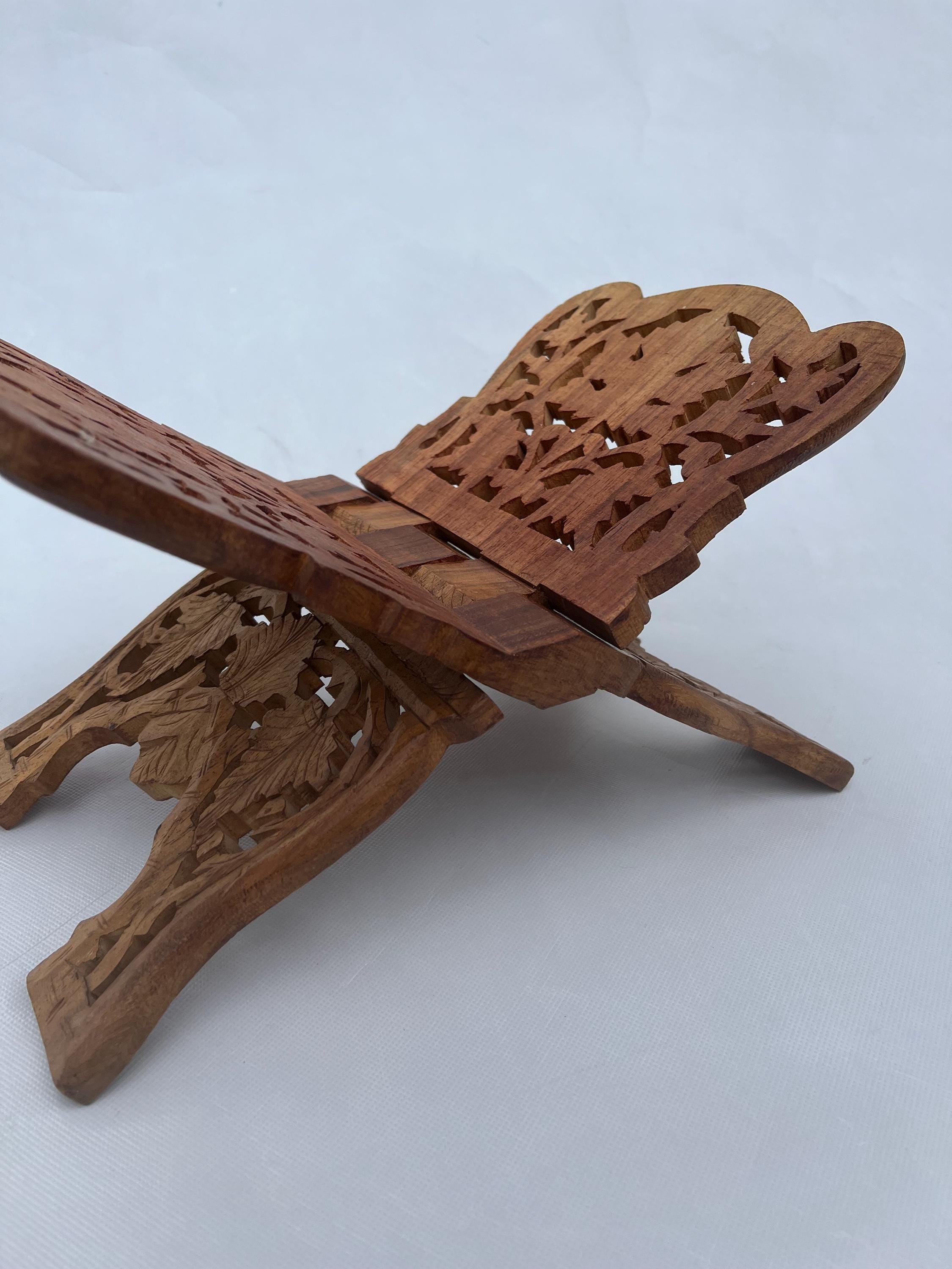 Vintage Ornate Hand-carved Wood Collapsible Book Rack / Recipe Book ...