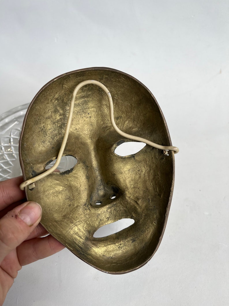 Vintage Brass Mask Face Wall-hanging - Brass Theatrical Face - Solid ...