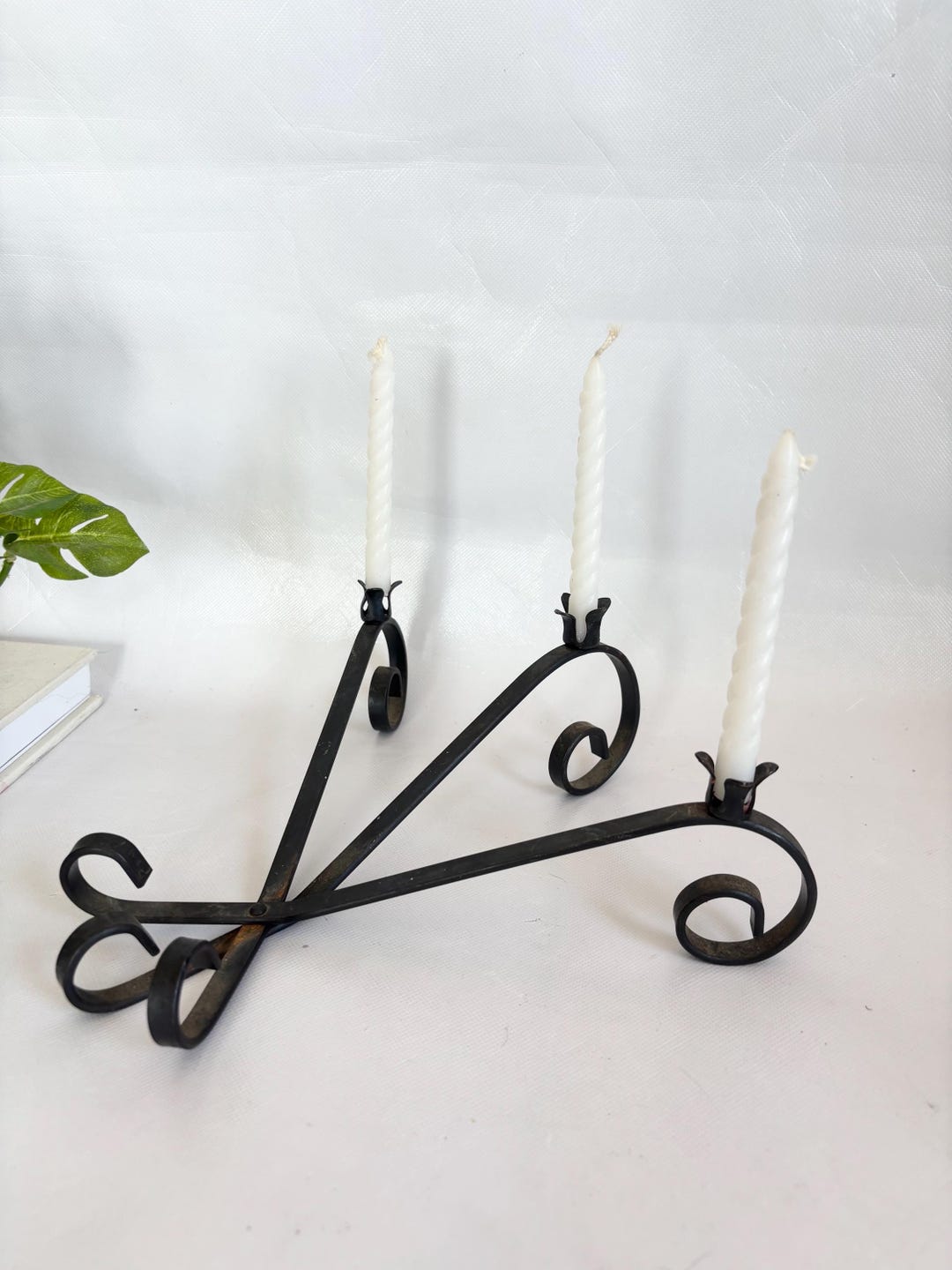 Vintage MCM Danish Modern Wrought Iron Small Candelabra Candlestick ...