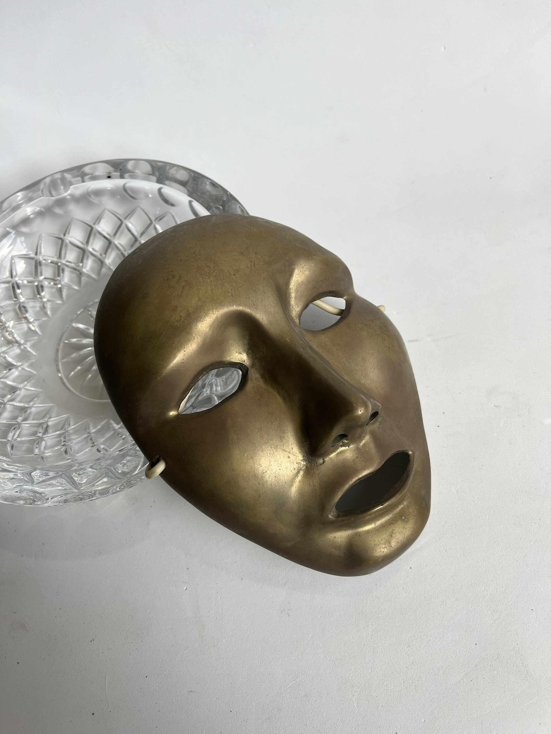 Vintage Brass Mask Face Wall-hanging - Brass Theatrical Face - Solid ...