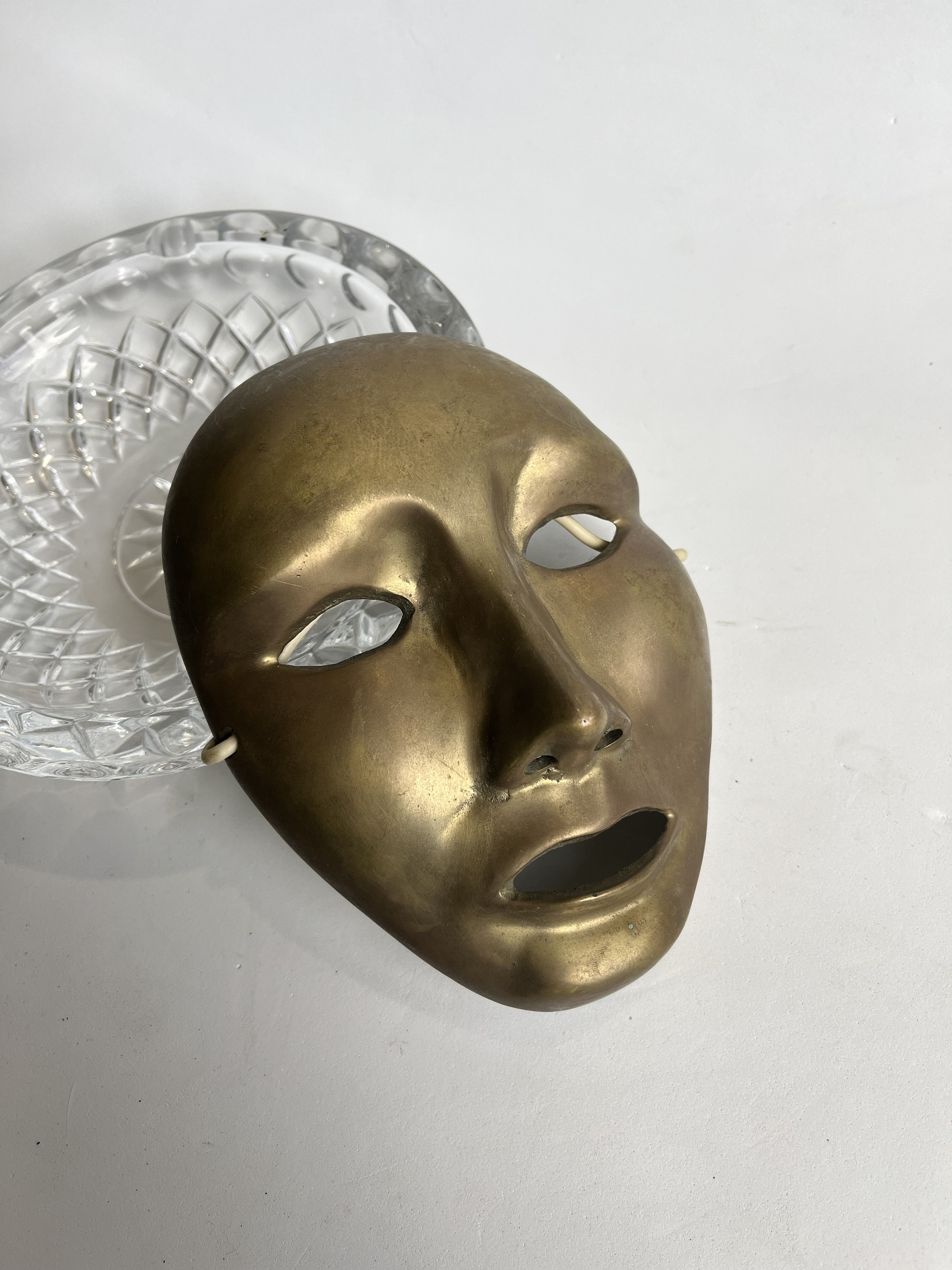 Vintage Brass Mask Face Wall-hanging - Brass Theatrical Face - Solid ...