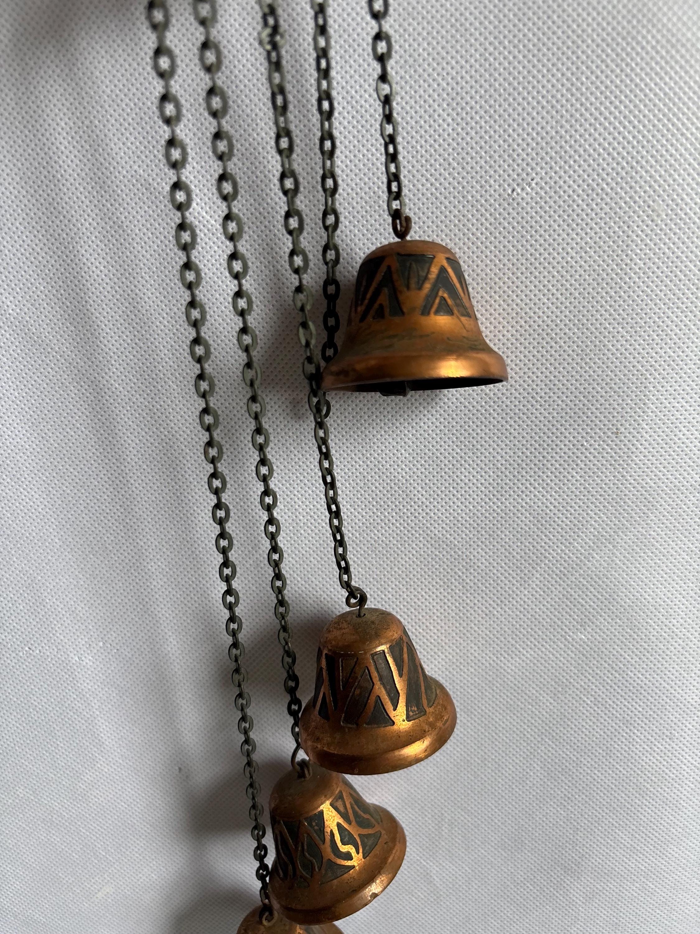 Vintage Sarna Metal Bell Set of 4 on Chains, Hanging Bells of Sarna ...