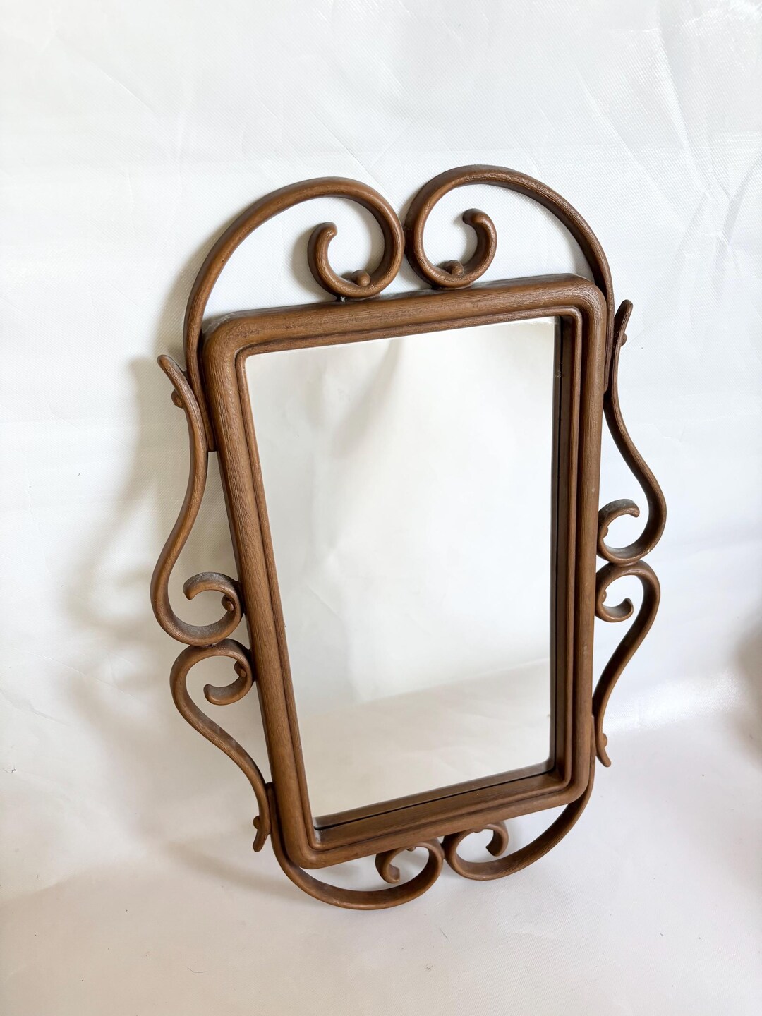 Vintage Syroco Homco Accent Hanging Wall Mirror / 1981 Faux Wood Rattan ...