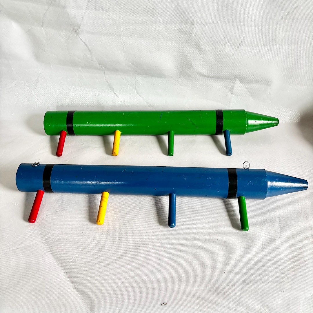 Vintage Handmade Giant Crayon Postmodern Wooden Wall Hook / Coat Rack ...